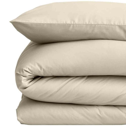 M&S Cotton Rich Bedding Set, Double, Light Cream - Ocado