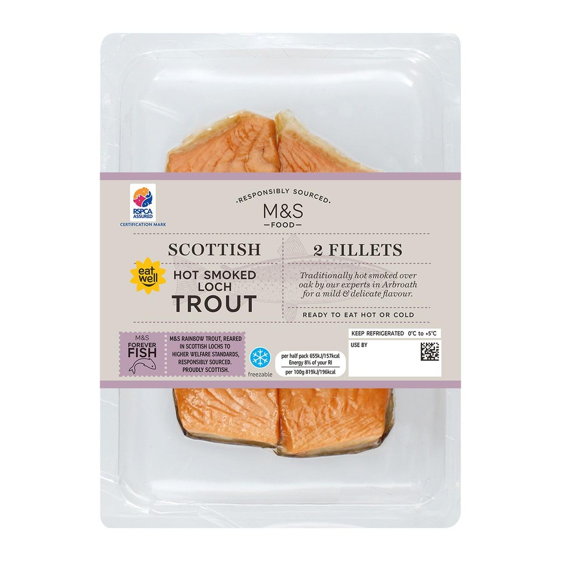 M&S 2 Scottish Hot Smoked Loch Trout Fillets - Ocado