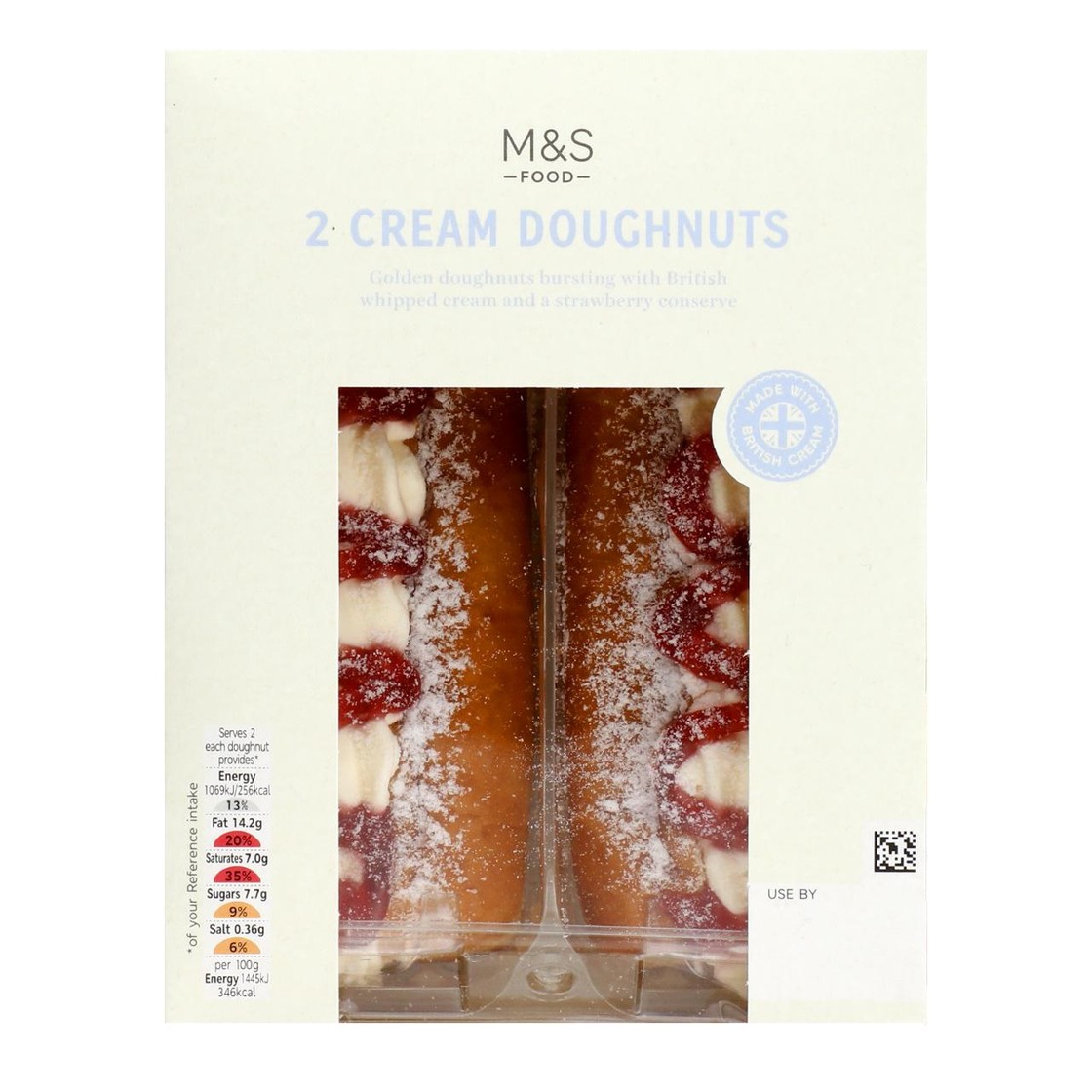 M&S 2 Cream & Strawberry Jam Doughnuts - Ocado