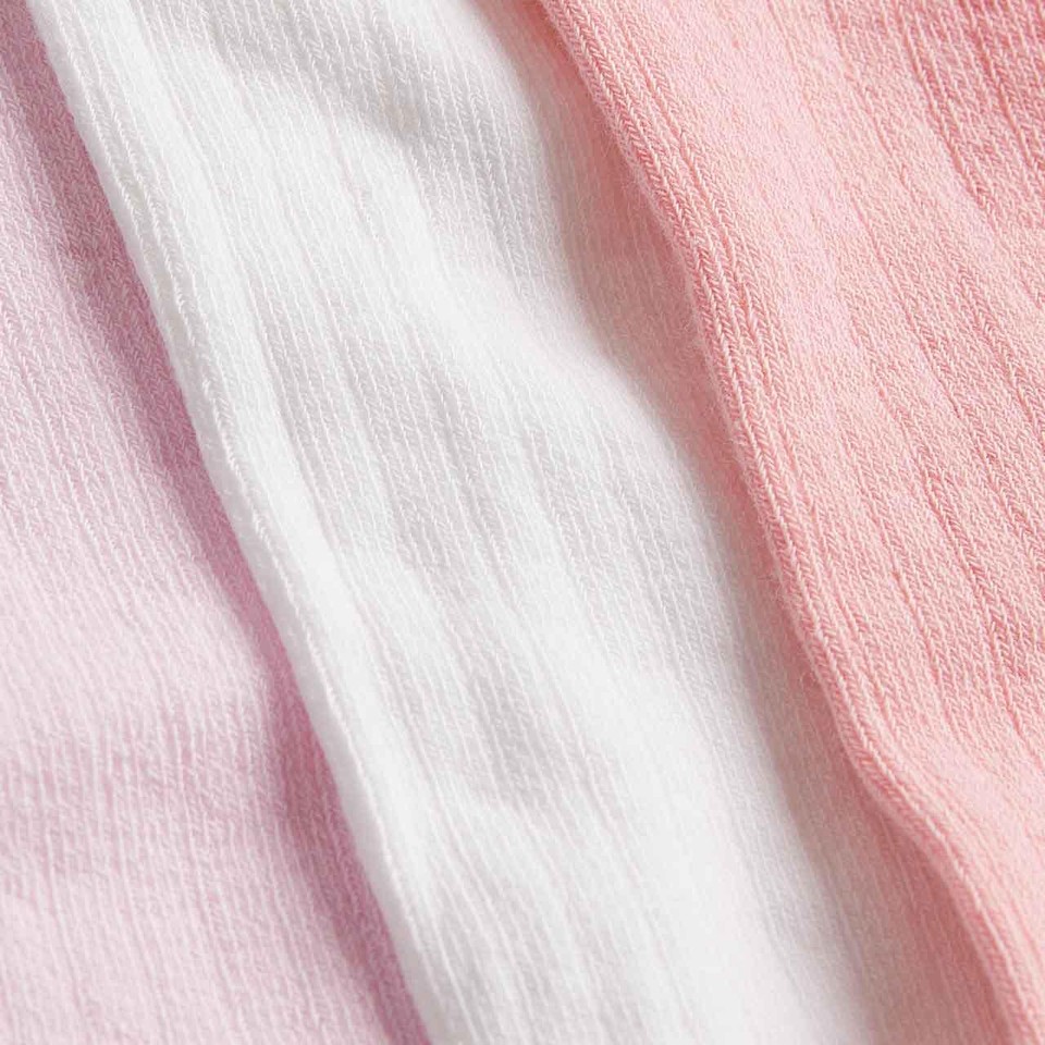 M&S Girls Cotton Rich Ribbed Tights, 12-18 Months, Light Pink, 3 Pack ...