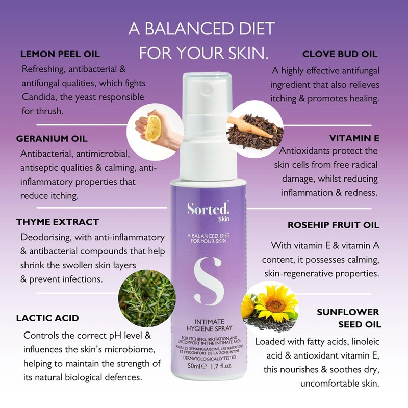 Sorted Skin Intimate Hygiene Spray-Prebiotic Microbiome Based - Ocado