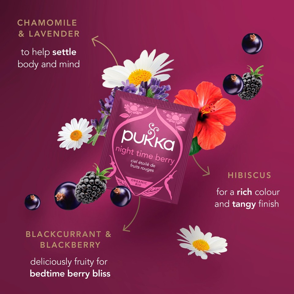 Pukka Organic Night Time Berry Herbal Tea x20 Compostable Sleep Tea ...