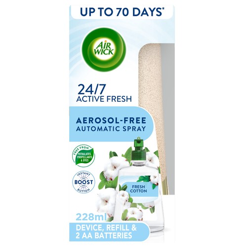 Airwick Aerosol-Free Automatic Air Freshener Kit Fresh Cotton - Ocado