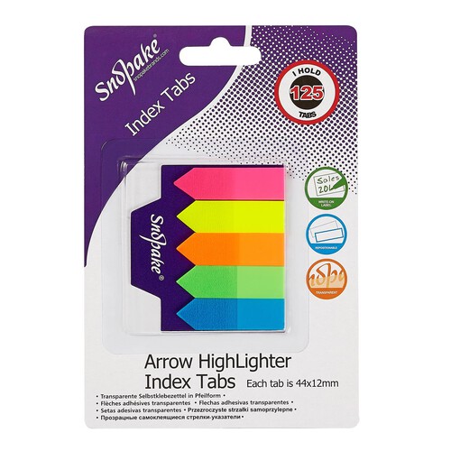 Snopake Index Tab Arrow Highlighters sticky tabs x125 tabs - Ocado