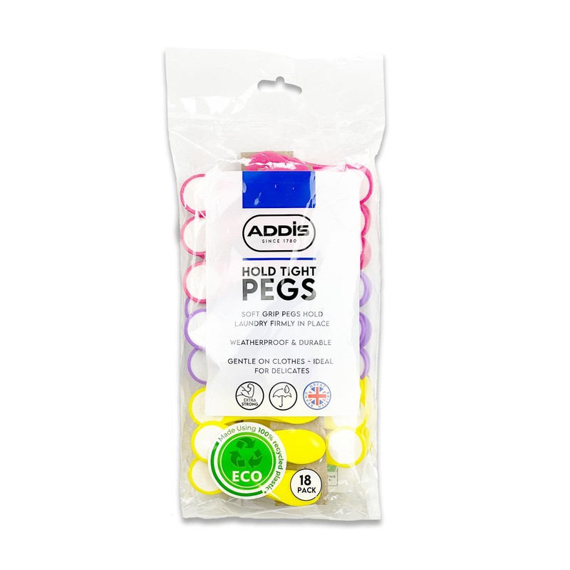 Addis Ultra Hold Tight Clothes Pegs with Soft Grip, Mixed Colours - Ocado
