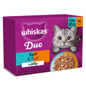 Whiskas 1+ Adult Wet Cat Food Pouches Surf & Turf Duo in Jelly - Ocado