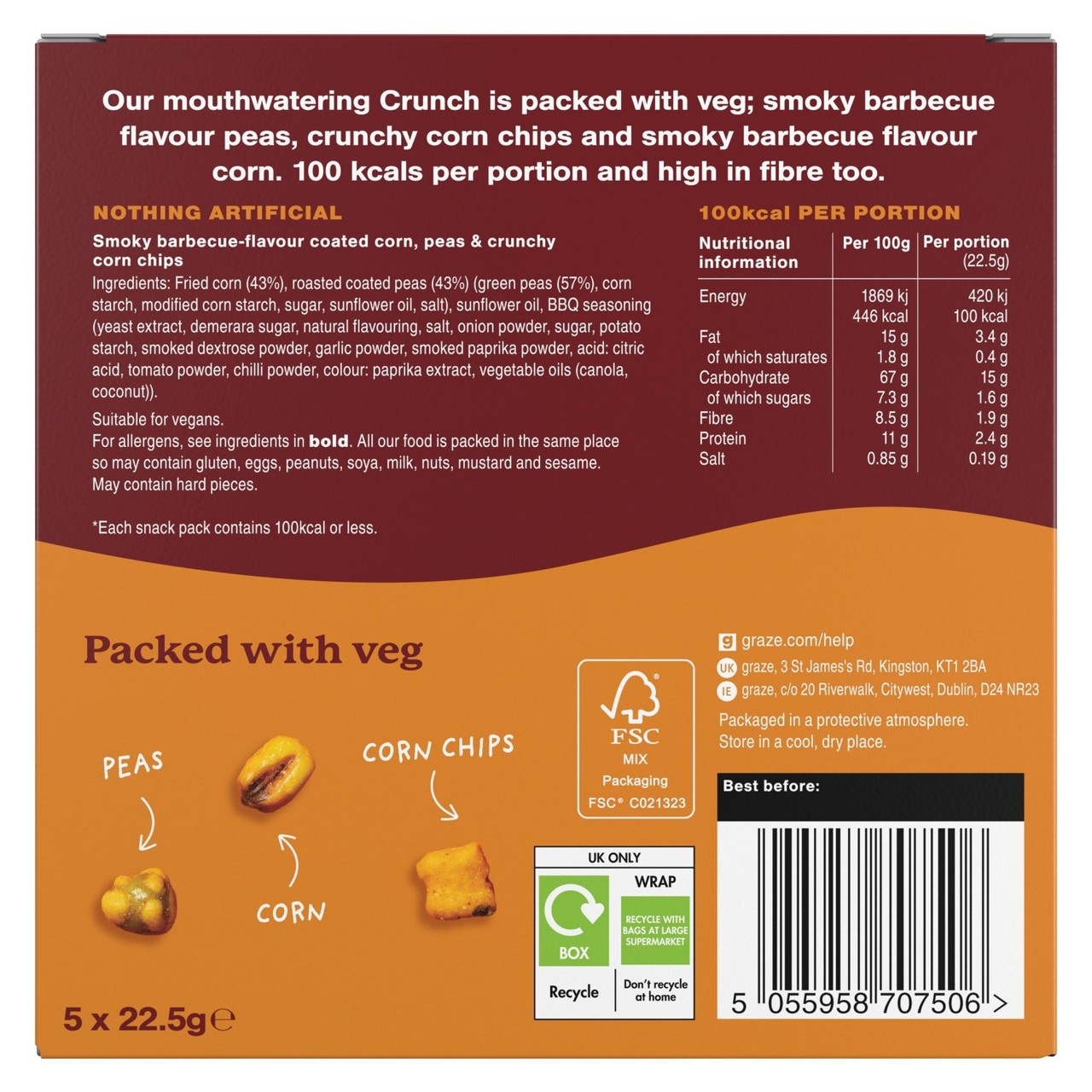 Graze Smoky BBQ Crunch Multipack Snack - Ocado