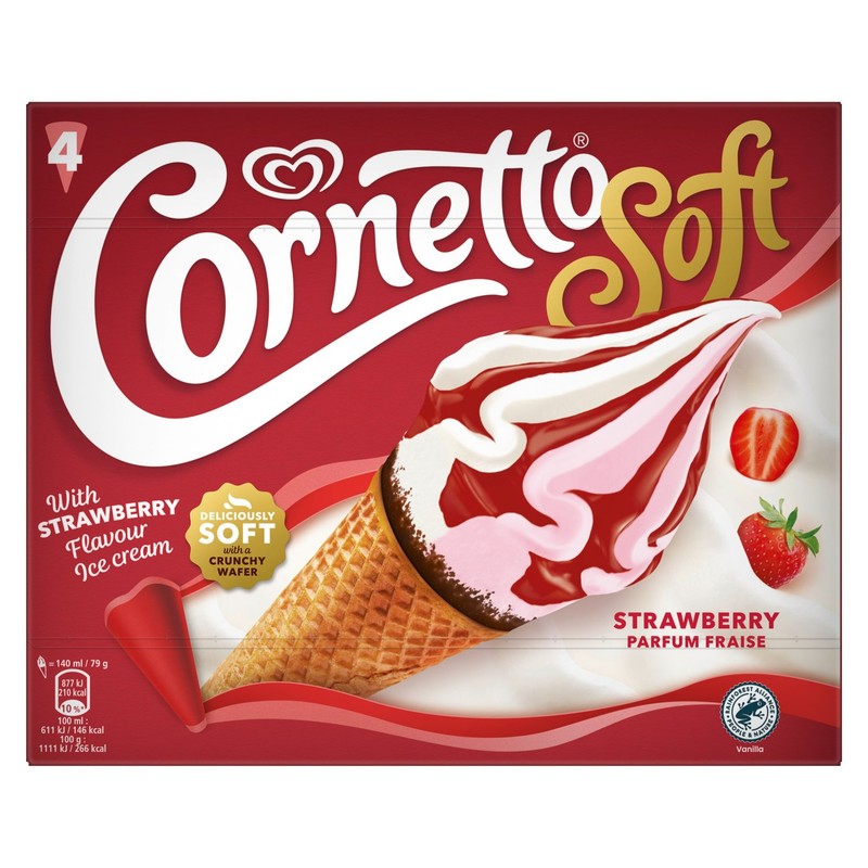 Cornetto Soft Vanilla & Strawberry 4MP - Ocado