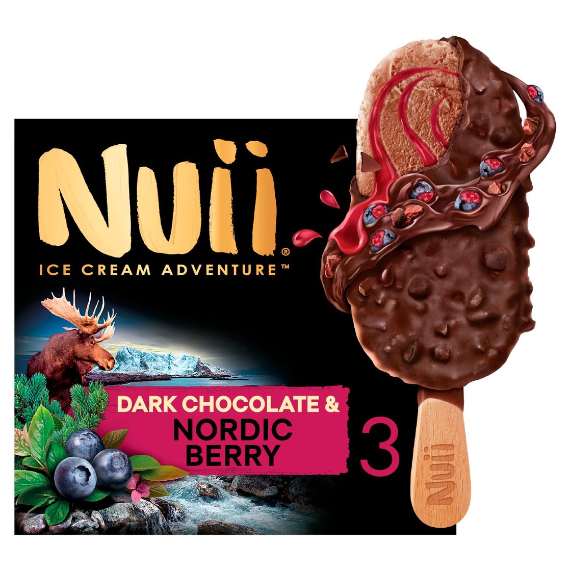 Nuii Dark Chocolate & Nordic Berry Ice Cream Stick - Ocado