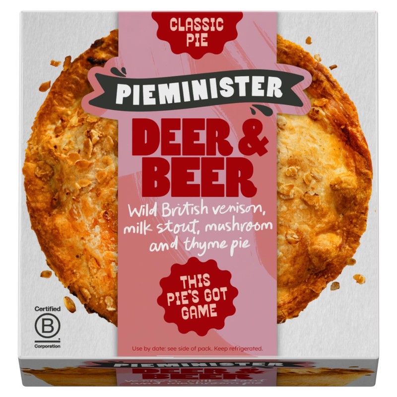 Pieminister Deer & Beer Pie with Wild Venison, Milk Stout & Mushroom ...