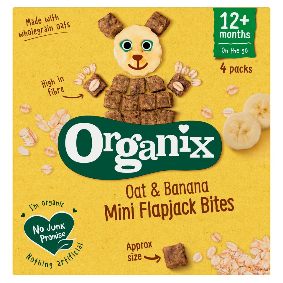 Organix Mini Oat & Banana Flapjack Bites Toddler Multipack 12 months+ ...