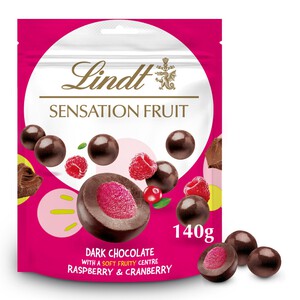 Lindt Fruit Sensations Raspberry & Cranberry Chocolate Pouch - Ocado