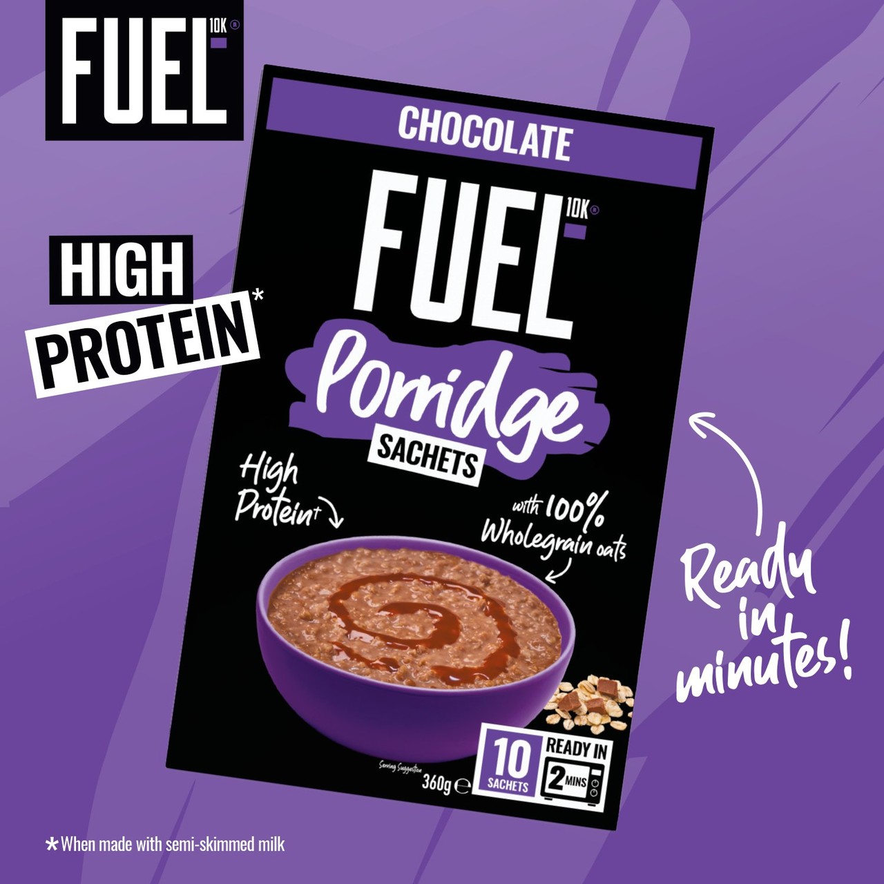 FUEL 10K Chocolate Protein Porridge Sachets Oat Cereal Sachets - Ocado