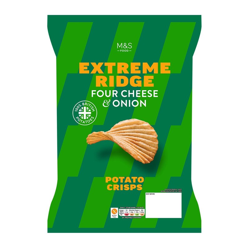 M&S Four Cheese & Onion Extreme Ridge Cut Crisps - Ocado