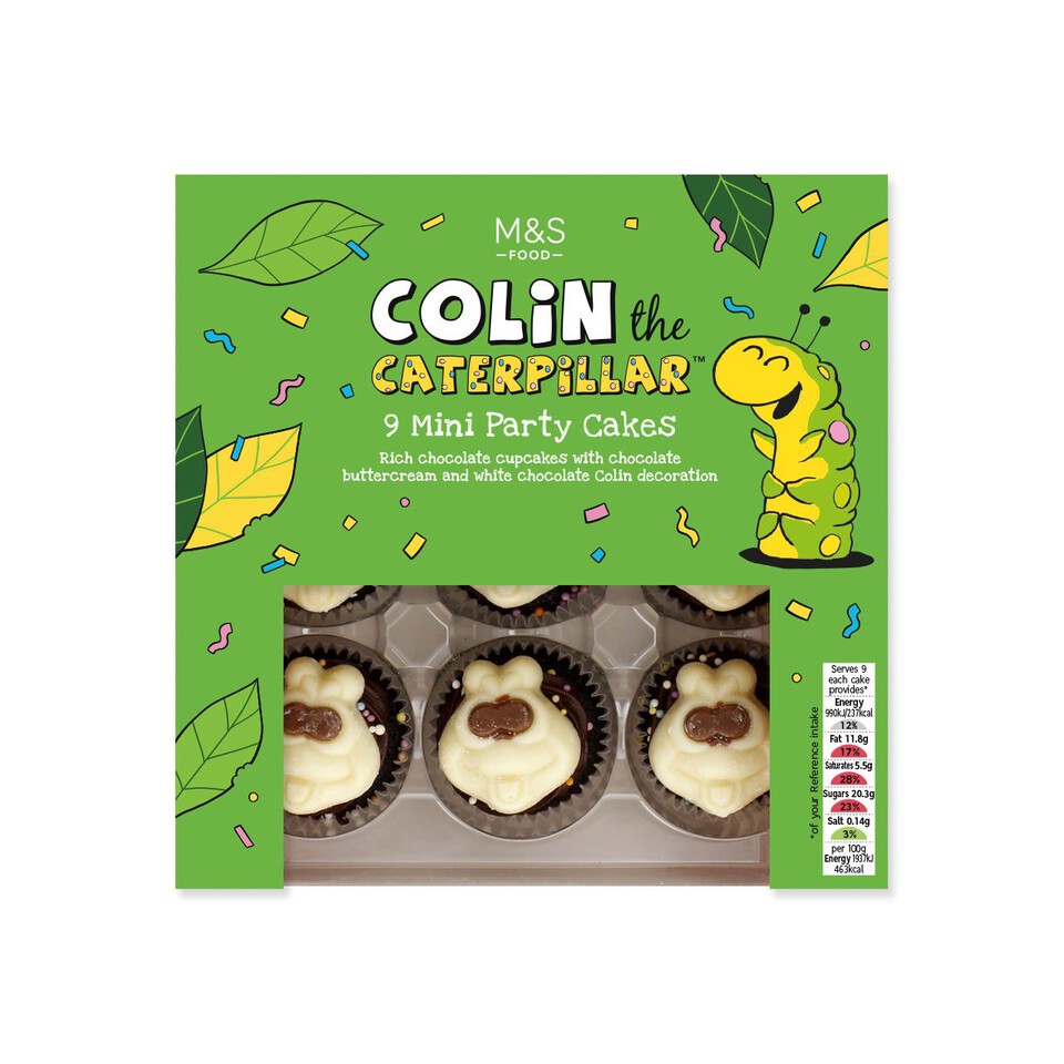 M&S 9 Mini Colin the Caterpillar Party Cakes - Ocado