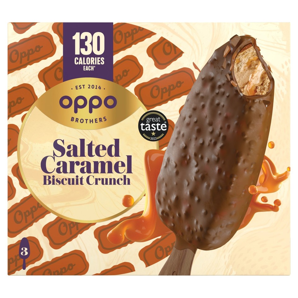 Oppo Salted Caramel Biscuit Crunch Low Calorie Ice Cream Sticks - Ocado