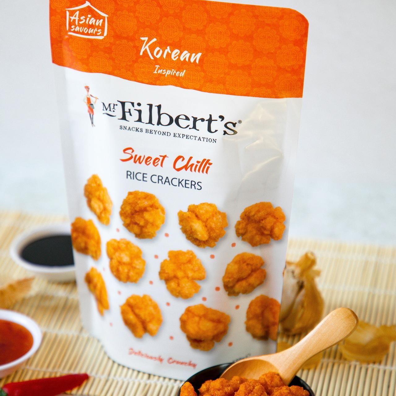 Mr Filbert's Korean Chilli Rice Crackers - Ocado