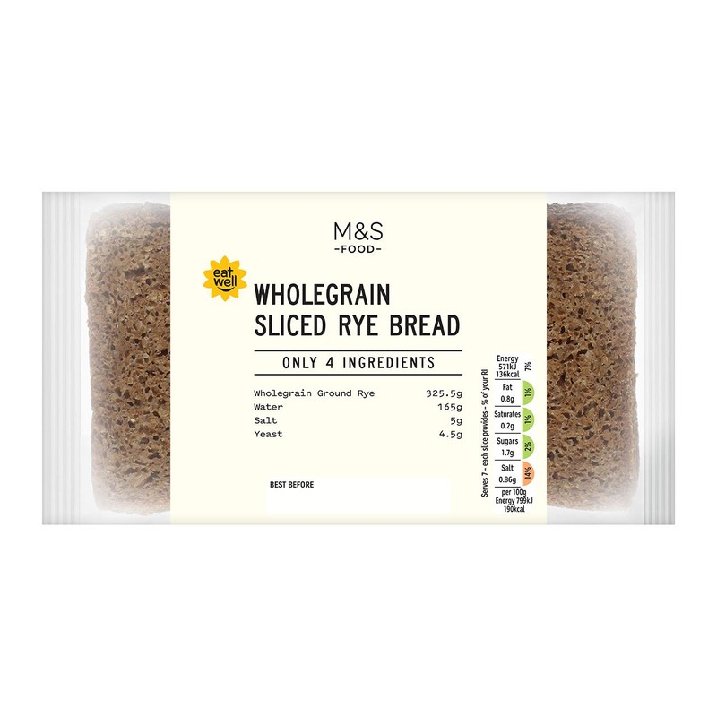 M&S Only 4 Ingredients Wholegrain Sliced Rye Bread - Ocado