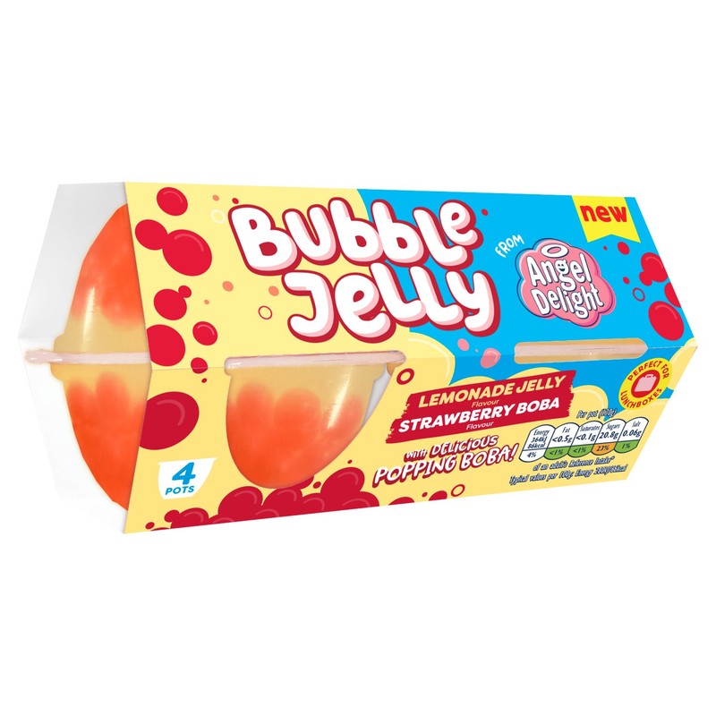 Angel Delight Lemonade Jelly & Strawberry Boba Bubble Dessert Snack Pot ...