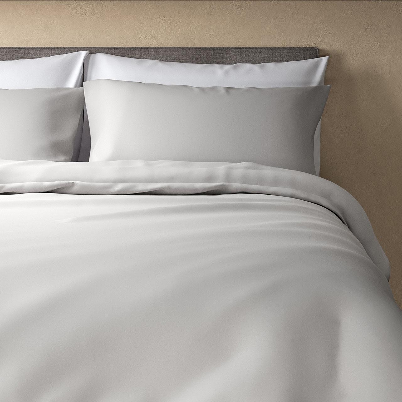 M&S Comfortably Cool Tencel Rich Duvet Cover, Double, Light Grey - Ocado