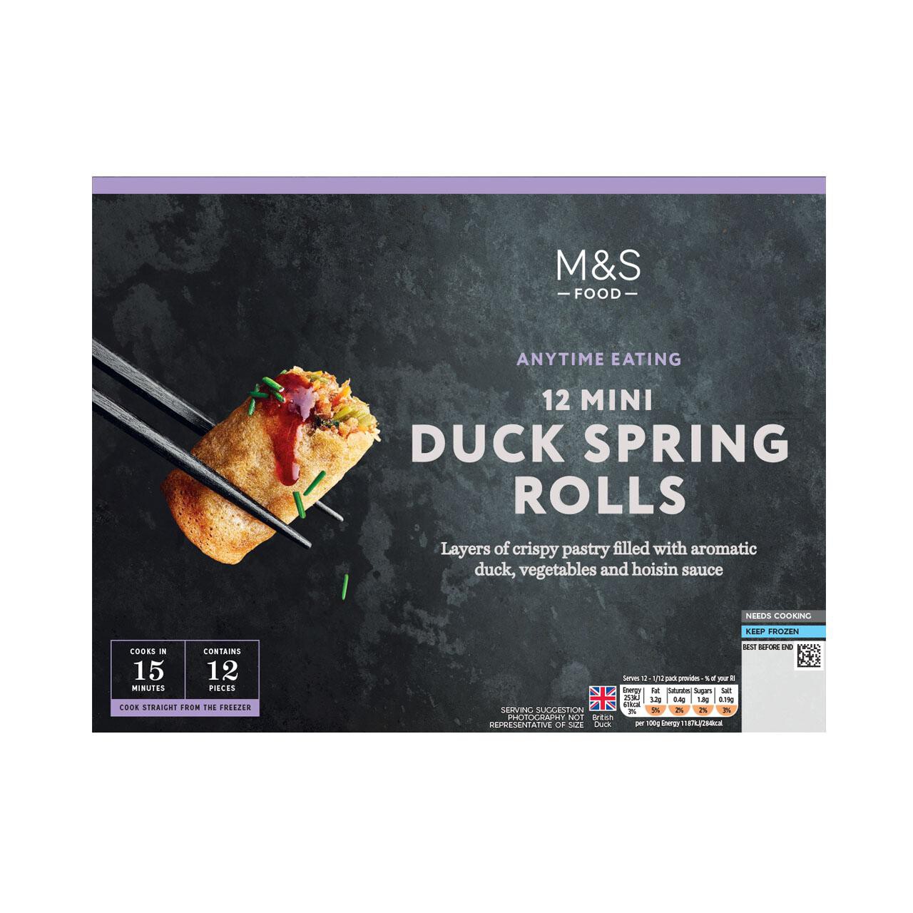 M&S 12 Mini Duck Spring Rolls Frozen - Ocado