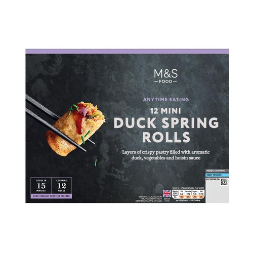 M&S 12 Mini Duck Spring Rolls Frozen - Ocado