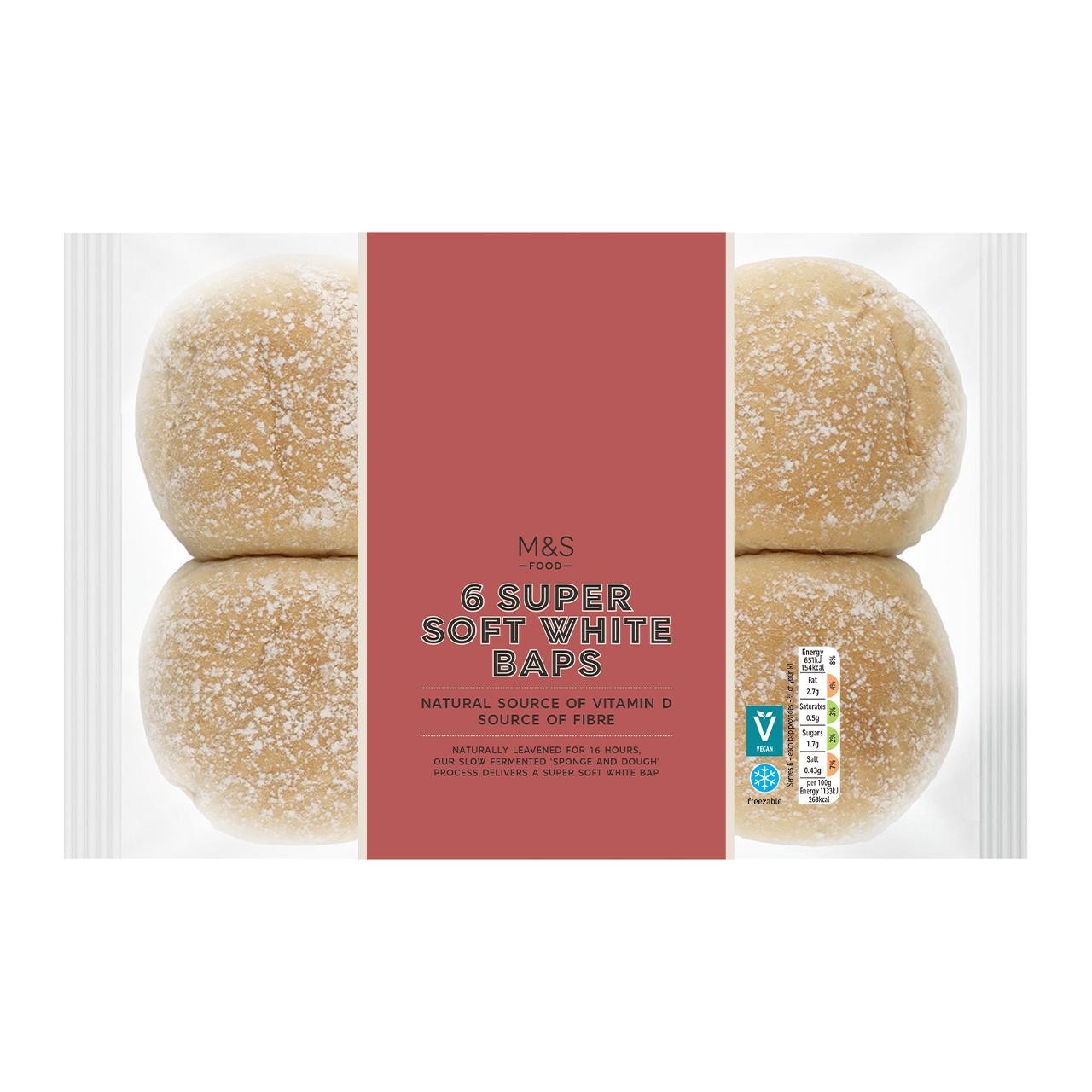 M&S Super Soft White Baps - Ocado