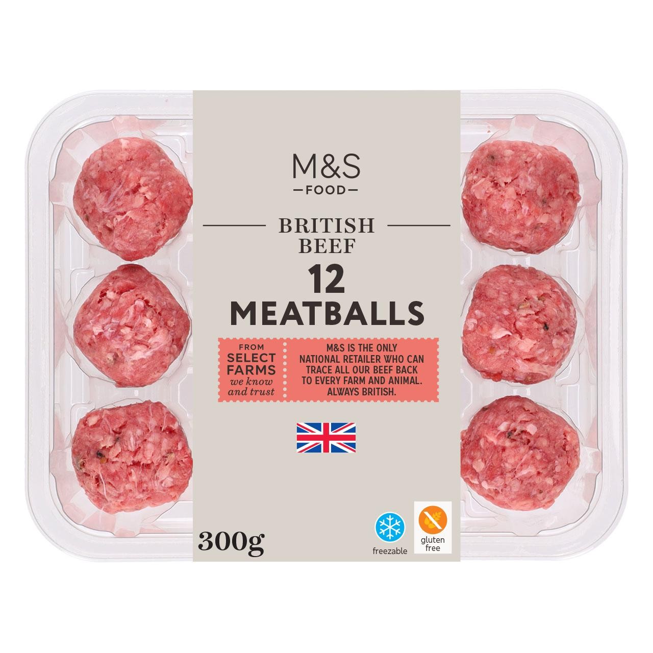 M&S Select Farms British 12 Beef Meatballs - Ocado