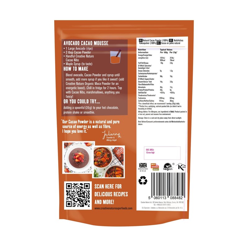 Creative Nature Cacao Powder 150g - Ocado