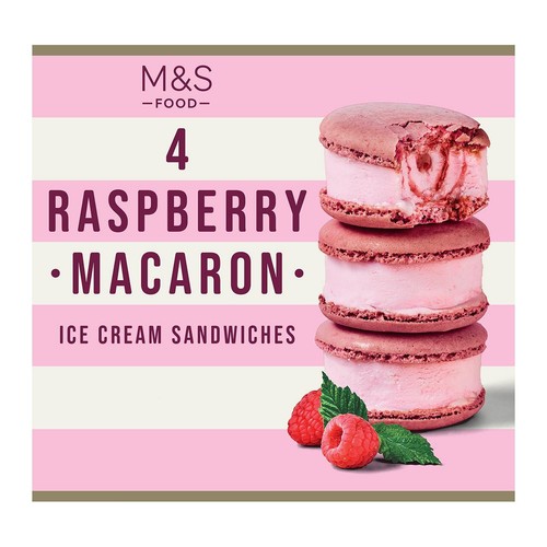 M&S Raspberry Macaron Ice Cream Sandwiches Serves 4 - Ocado