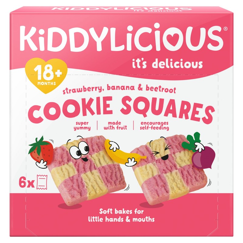 Kiddylicious Strawberry, Banana & Beetroot Cookie Squares Baby Snacks ...