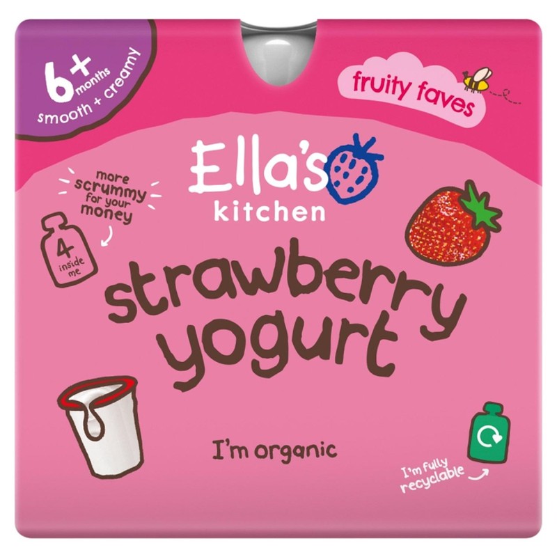 Ella's Kitchen Organic Strawberry Greek Style Yog Food Pouch Multi 6m ...