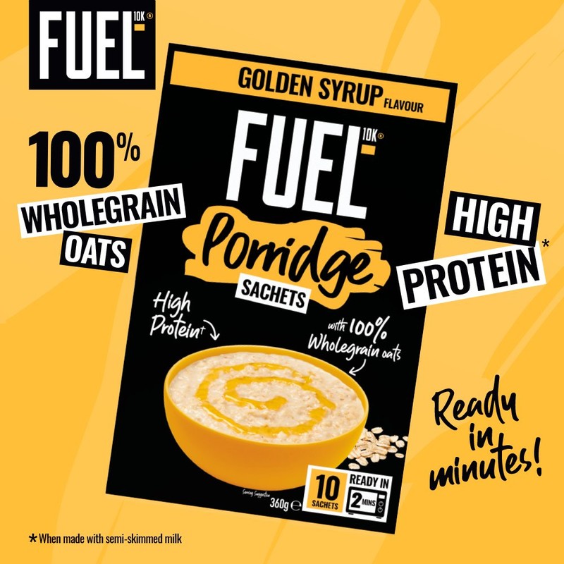 FUEL 10K Golden Syrup Protein Porridge Oat Cereal Sachets - Ocado