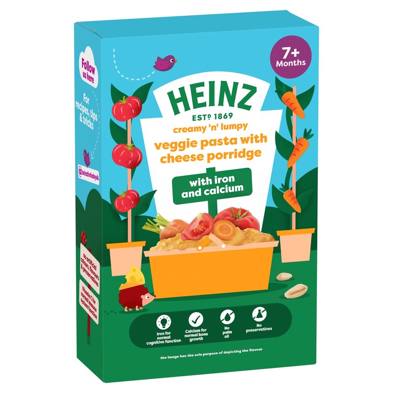 Heinz Veggie Pasta Cheese Porridge Baby Food 7+ Months - Ocado