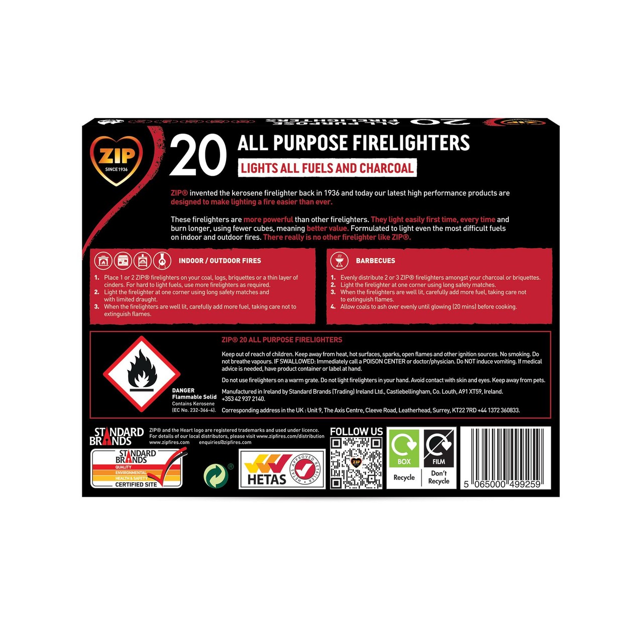 Zip All Purpose Firelighters Block 20 - Ocado