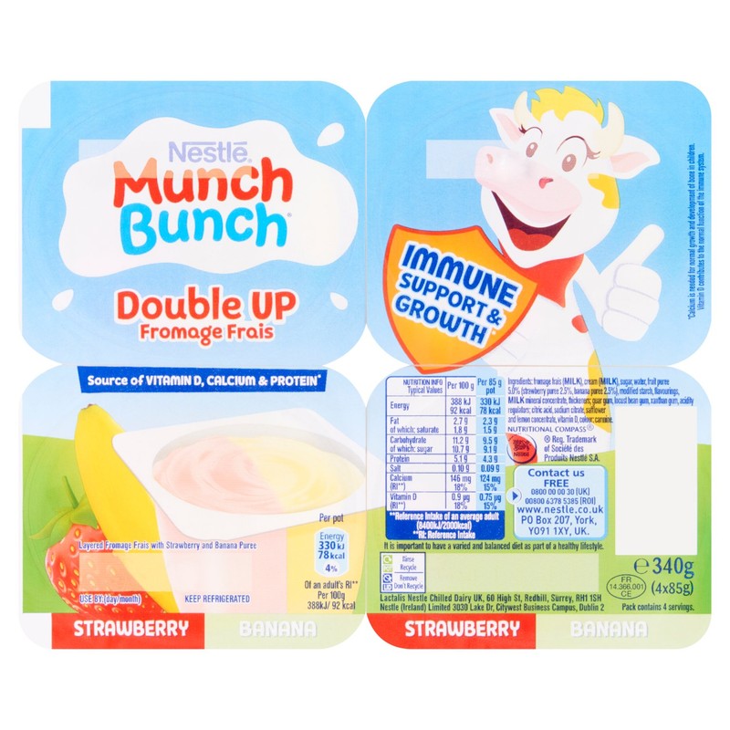 Munch Bunch Double Up Fromage Frais Strawberry & Banana - Ocado