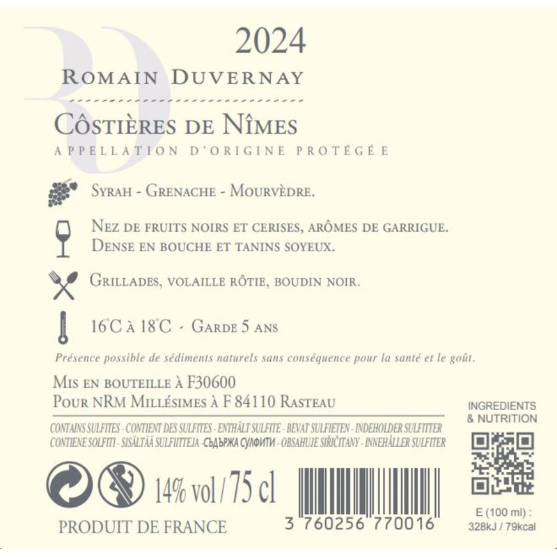 Romain Duvernay AOP Costiere De Nimes Red - Ocado