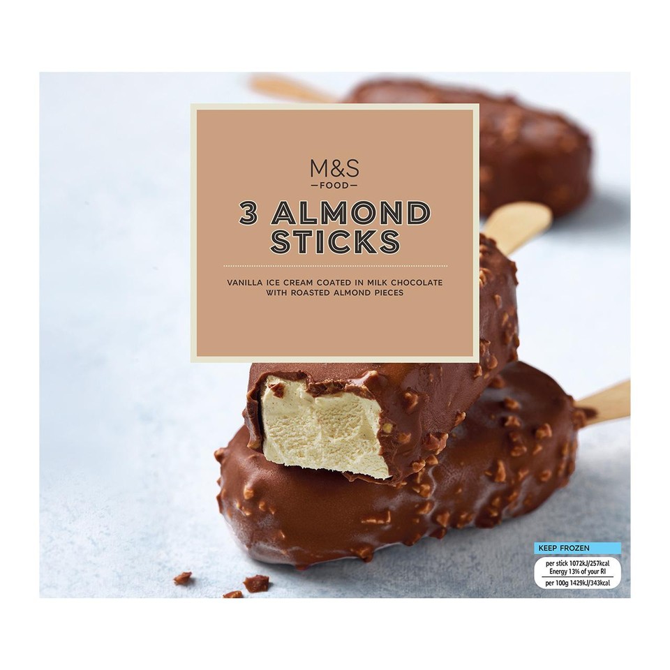 M&S 3 Almond Sticks Ice Cream - Ocado