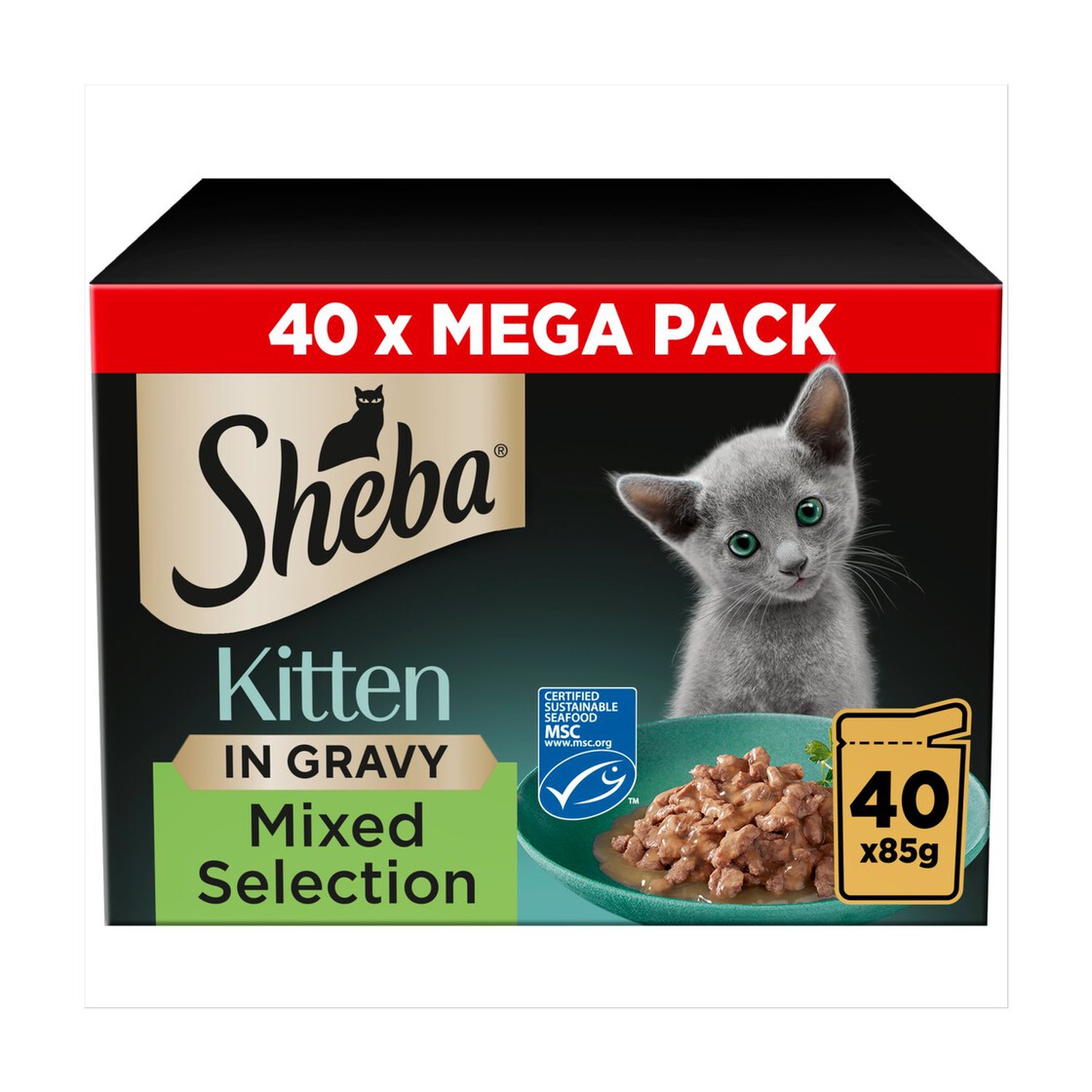 Sheba Sauce Collection Kitten Cat Pouches Mixed MSC Selection in Gravy - Ocado