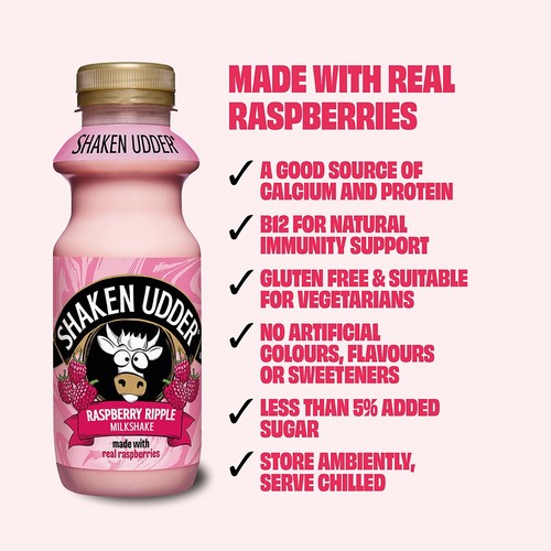 Shaken Udder Raspberry Ripple Flavoured Milkshake - Ocado