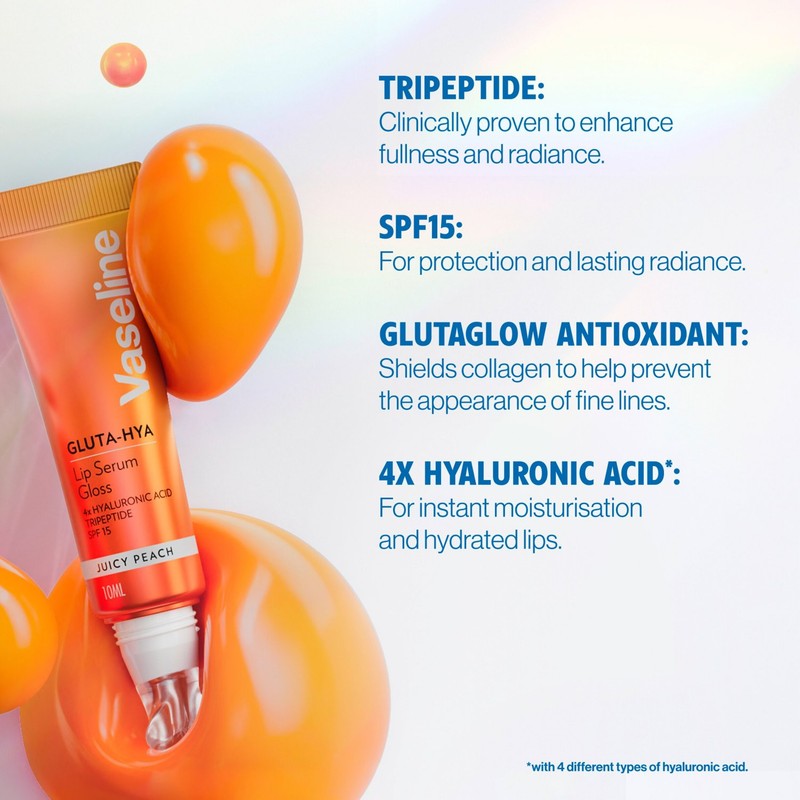 Vaseline Gluta-Hya Lip Serum Gloss Juicy Peach - Ocado