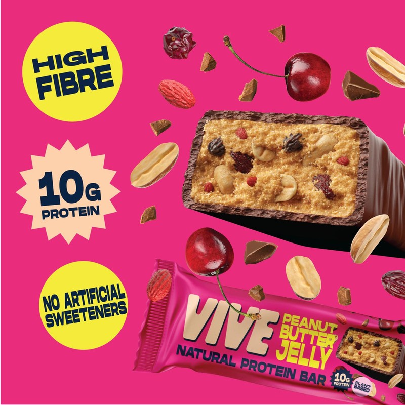 Vive Vegan Chocolate Protein Bars- Peanut Butter Jelly - Ocado