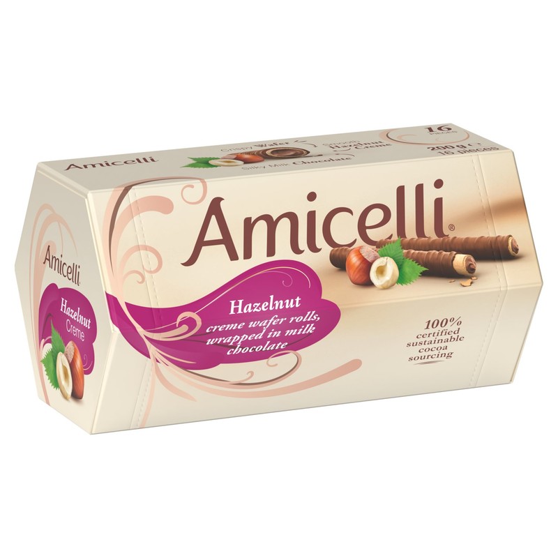Amicelli Hazelnut Creme Crispy Wafer Rolls - Ocado