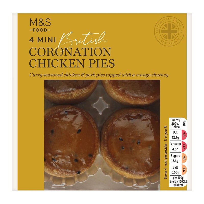 M&S 4 Mini Coronation Chicken Pies - Ocado