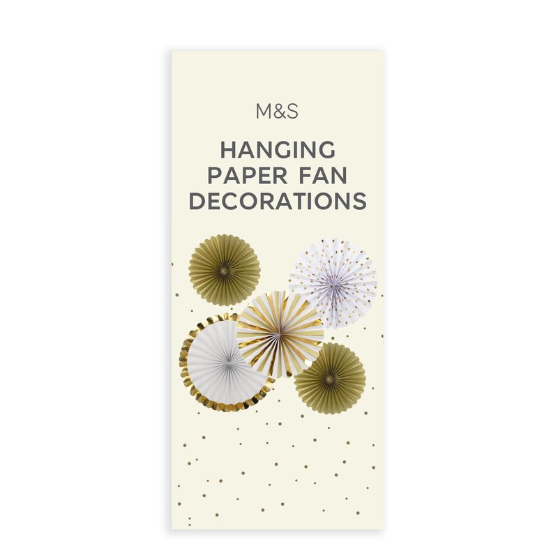 M&S Gold & Silver Hanging Paper Fan Decorations - Ocado