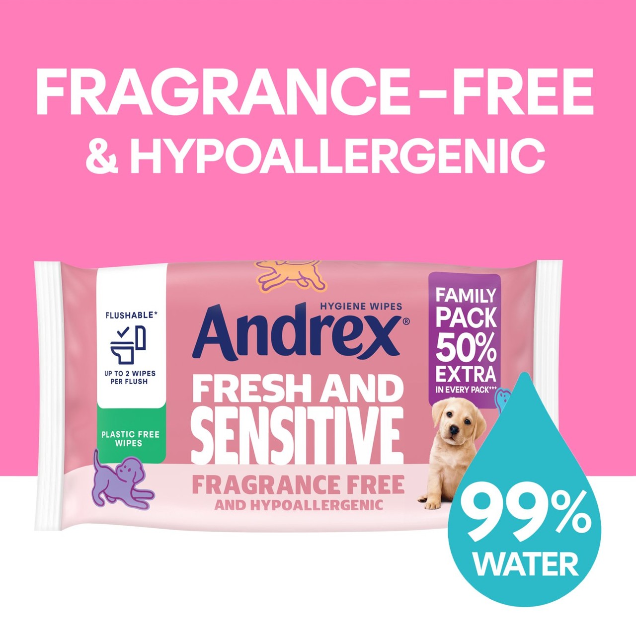 Andrex Fresh and Sensitive Flushable Hygiene Wipes Mega Pack - Ocado