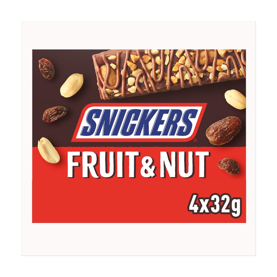 Snickers Fruit & Nut Milk Chocolate Snack Bars Multipack - Ocado
