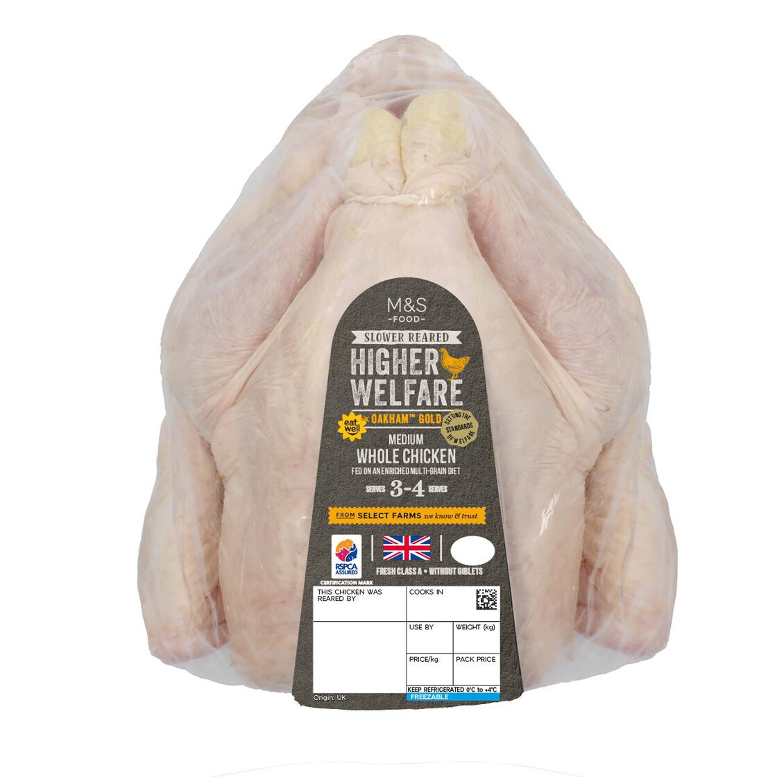 M&S Oakham Gold Medium Whole Chicken - Ocado