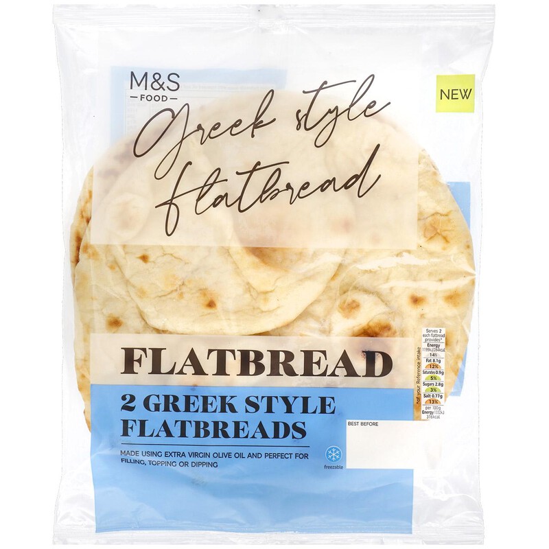 M&S 2 Greek Style Flatbreads - Ocado
