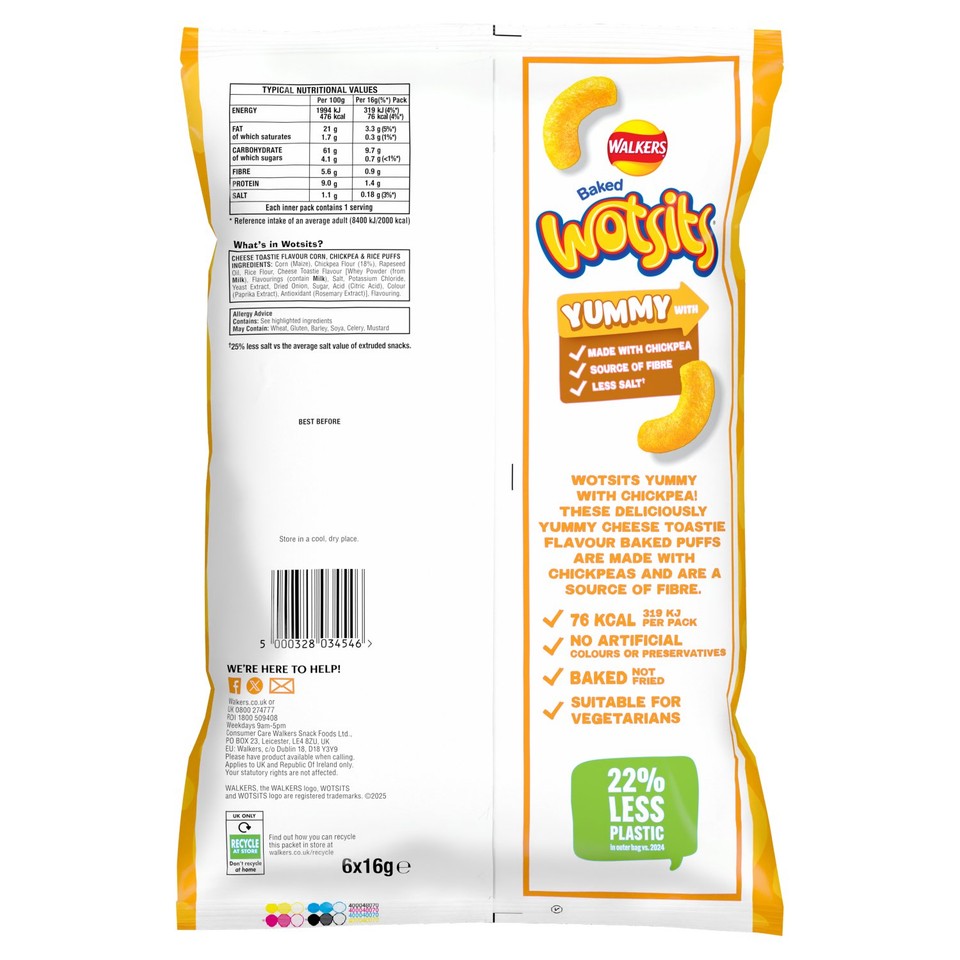 Wotsits Walkers Cheese Toastie Multipack Chickpea Crisps - Ocado